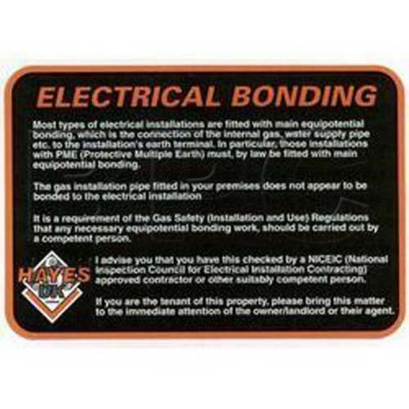 Hayes Electrical Bonding Labels