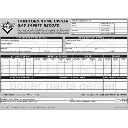 Hayes Landlord Gas Safety Record Pads